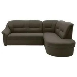 Ecksofa DOMO collection "Faenza L-Form" Sofas Gr. B/H/T: 232cm x 88cm x 176cm, Microfaser, Ottomane rechts, mit Bettfunktion, grau (grau-braun) DOMO collection Ecksofa, mit Ottomane, wahlweise Bettfunktion