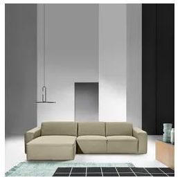 Ecksofa BETYPE "Be True, L-Form" Sofas Gr. B/H/T: 254cm x 70cm x 156cm, Struktur, Longchair links, 254x70x156, grün (khaki) mit zeitlosem Design und tiefer Sitzfläche