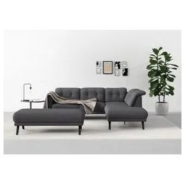 Sit & More Ecksofa SIT & MORE "Scandia L-Form" Sofas Gr. B/H/T: 271cm x 82cm x 214cm, Chenille, Ottomane rechts, Ohne Kopfteilverstellung-Ohne Armteilfunktion-Mit schwarzen matten Metallfüßen, braun (espresso) Wahlweise mit Kopfteilverstellung und Armteilfunktion