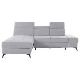 Ecksofa Inosign "Cardiz L-Form" Sofas Gr. B/H/T: 246 cm x 83 cm x 173 cm, Luxus-Microfaser Paris, Recamiere links, mit manuellem Vorziehsitz-mit Bettkasten, silberfarben (silber) inkl.Kopfteilverstellung und Federkern wahlweise mit Bettfunktion