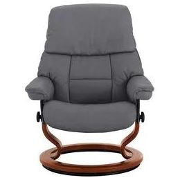 Relaxsessel stressless "Ruby", grau (grau batick), B:79cm H:98cm T:76cm, Leder BATICK: BATICK ist ein leicht korrigiertes, durchgefärbtes und genarbtes Möbelleder, bei dem die meisten Unebenheiten und Spuren in der Regel entfernt wurden., Leder PALOMA: PALOMA ist ein durchgefärbtes Semianilin-Möbelleder mit natürlicher Narbung., Sessel, mit Classic Base, Größe M, Gestell Eiche, Wenge, Braun & Schw