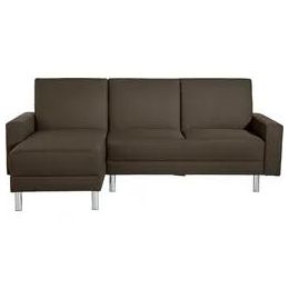 Schlafsofa Max Winzer "Just Fresh" Sofas Gr. B/H/T: 230cm x 93cm x 152cm, Strukturgewebe 16523, Recamiere beidseitig montierbar, braun mit Rückenverstellung, inklusive Stauraumhocker