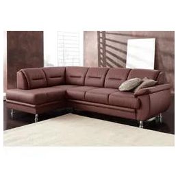 Sit & More Ecksofa SIT & MORE "Mailand L-Form" Sofas Gr. B/H/T: 250cm x 85cm x 164cm, Kunstleder SOFTLUX, Ottomane links, mit Bettfunktion, braun (kastanie) wahlweise mit Bettfunktion