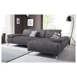 Ecksofa Places of Style "Caluna", grau (anthrazit), B:269cm H:97cm T:174cm, Flachgewebe Mura: (100% Polyester);Luxus-Microfaser Vintageoptik (100% Polyester);Luxus-Mikrofaser (90% Polyester, 10% Polyamid), Sofas, Inkl.Sitztiefenverstellung, wahlweise mit Kopf- und Armteilverstellung
