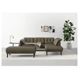 Sit & More Ecksofa SIT & MORE "Scandia L-Form" Sofas Gr. B/H/T: 271cm x 82cm x 214cm, Microfaser, Ottomane rechts, Ohne Kopfteilverstellung-Ohne Armteilfunktion-Mit schwarzen matten Metallfüßen, grün (oliv) Wahlweise mit Kopfteilverstellung und Armteilfunktion