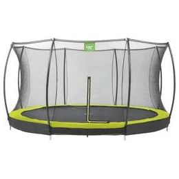 Gartentrampolin EXIT "Silhouette Ground", grün (schwarz), Trampoline, Kinder, Ø 427cm, mit Sicherheitsnetz