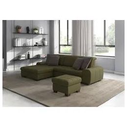 Sit & More Ecksofa SIT & MORE "Luxor L-Form" Sofas Gr. B/H/T: 275cm x 82cm x 173cm, Soft clean, mega-Recamiere links, mit Bettfunktion-mit Bettkasten-mit Kopfteilverstellung, grün (olive) wahlweise mit Bettfunktion, Bettkasten und Kopfteilverstellung