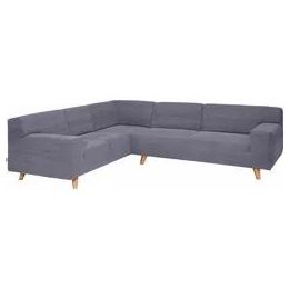 Ecksofa Tom Tailor HOME "NORDIC PURE" Sofas Gr. B/H/T: 269cm x 77cm x 226cm, Vintage Webstoff TUS, langer Schenkel rechts, grau (prune tus 18) im Retrolook, Füße Buche natur