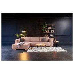 Ecksofa Tom Tailor HOME "HEAVEN STYLE XL" Sofas Gr. B/H/T: 302cm x 85cm x 221cm, Struktur grob TCU, Recamiere links, ohne Bettfunktion-ohne Bettkasten-Metallfuß, rosa (light rose tcu 27) aus der COLORS COLLECTION, wahlweise mit Bettfunktion & Bettkasten