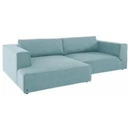 Ecksofa Tom Tailor HOME "Big Cube Style" Sofas Gr. B/H/T: 270cm x 83cm x 160cm, Struktur fein TBO, Recamiere links, blau (ice blue tbo 56) mit cleanen Stegkissen, extra große Sitztiefe, Breite 270cm