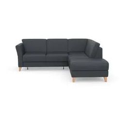 Sit & More Ecksofa SIT & MORE "Visby L-Form" Sofas Gr. B/H/T: 248cm x 87cm x 213cm, Soft clean, Ottomane rechts, mit Bettfunktion-mit Stauraum, grau (dunkelgrau) Wahlweise mit Bettfunktion und Stauraum, frei im Raum stellbar