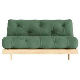 Schlafsofa KARUP DESIGN "Roots 160" Sofas Gr. B/H/T: 160cm x 20cm x 200cm, Baumwollmix, grün (oliver green) Mit Holzstruktur, inkl. Futonmatratze, Liegefläche 160x200 cm