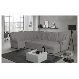 Wohnlandschaft Home Affaire "Boston U-Form" Sofas Gr. B/H/T: 333 cm x 102 cm x 216 cm, Microfaser bedruckt, langer Schenkel links-Recamiere rechts-Bettfunktion rechts, Mit Bettfunktion-mit Schubkasten, silberfarben (silver) Gemütliche Wohnlandschaft mit hoher Rückenlehne in klassischem Design