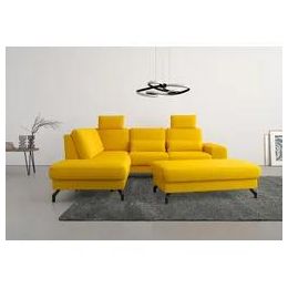 Sit & More Ecksofa SIT & MORE "Cinturo L-Form" Sofas Gr. B/H/T: 260cm x 88cm x 226cm, Soft clean, Ottomane links, inklusive Sitztiefenverstellung-inklusive Federkern, gelb (mustard) inklusive Sitztiefenverstellung und Federkern, Sitzhöhe 45 cm