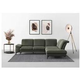 Sit & More Ecksofa SIT & MORE "Cabana L-Form" Sofas Gr. B/H/T: 303cm x 84cm x 244cm, Feincord, Ottomane rechts, mit Sitztiefenverstellung-mit Kopfteilverstellung-mit Armlehnfunktion-ohne Federkern, grün (olive) Ottomane, wahlweise mit Sitztiefen-,Armlehnen- und Kopfteilfunktion