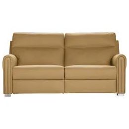 2-Sitzer NICOLETTI HOME "Atlanta" Sofas Gr. B/H/T: 154cm x 99cm x 94cm, Luxus-Microfaser Wildlederoptik, ohne Relaxfunktion, gelb (senf) Breite 154 cm, wahlweise mit Relaxfunktion