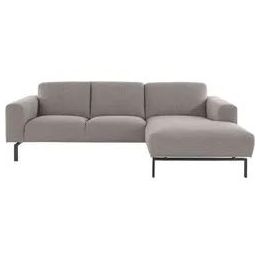 Ecksofa Andas "Lungre, L-Form" Sofas Gr. B/H/T: 280 cm x 82 cm x 163 cm, Struktur, Recamiere rechts, Ecksofa XXL, grau (taupe grey) in verschiedenen Größen, extra hohe Füße aus Metall