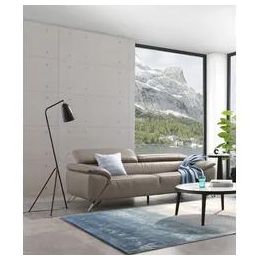 3-Sitzer NICOLETTI HOME Sofas Gr. B/H/T: 220 cm x 72 cm x 58 cm, Leder TOUCH, braun (taupe scuro) Breite 220 cm, inklusive Kopfteilverstellung