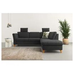 Ecksofa Home Affaire "Trelleborg L-Form", grau (anthrazit), B:252cm H:86cm T:213cm, 100% Polyester, Sofas, Federkern-Polsterung, wahlweise mit Bettfunktion und Stauraum