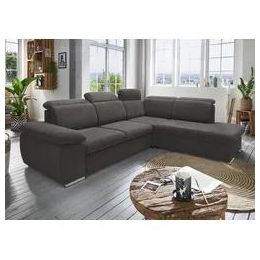 Ecksofa Inosign "Vasto L-Form" Sofas Gr. B/H/T: 283 cm x 102 cm x 228 cm, Struktur, Ottomane rechts, grau (anthrazit) inkl. Bettfunktion und Bettkasten, Kopfteilfunktion