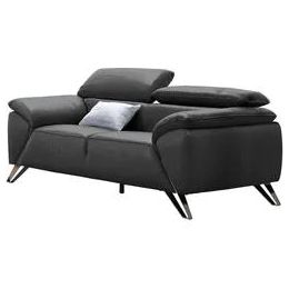 2-Sitzer NICOLETTI HOME Sofas Gr. B/H/T: 180cm x 72cm x 107cm, Leder TOUCH, schwarz (nero) Breite 180 cm, inklusive Kopfteilverstellung