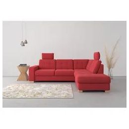 Sit & More Ecksofa SIT & MORE "Quincy L-Form" Sofas Gr. B/H/T: 249cm x 82cm x 213cm, Luxus-Microfaser, Ottomane rechts, mit Bettfunktion-mit Bettkasten, rot wahlweise mit Bettfunktion und Bettkasten