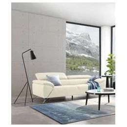 3-Sitzer NICOLETTI HOME Sofas Gr. B/H/T: 220cm x 72cm x 58cm, Leder Torrello, weiß (bianco ottic) Breite 220 cm, inklusive Kopfteilverstellung