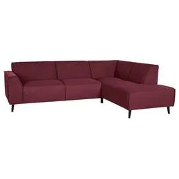 Ecksofa DOMO collection "Amora L-Form" Sofas Gr. B/H/T: 263cm x 81cm x 191cm, Struktur fein, Ottomane rechts, Mit Federkern, rot (bordeaux) mit Federkern