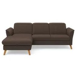 Sit & More Ecksofa SIT & MORE "Romero L-Form" Sofas Gr. B/H/T: 245cm x 91cm x 178cm, Luxus-Microfaser ALTARA NUBUCK, Recamiere links, ohne Federkern-mit Kopfteilverstellung-mit Bettfunktion-mit Bettkasten-ohne motorische Relaxfunktion, braun (dunkelbraun) wahlweise mit oder ohne Relax-Funktion, Bettfunktion, Bettkasten