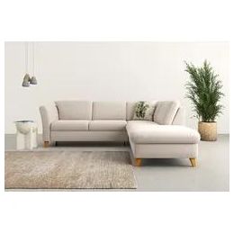 Ecksofa Home Affaire "Trelleborg L-Form" Sofas Gr. B/H/T: 252cm x 86cm x 213cm, Luxus-Microfaser Euphoria, Ottomane rechts, mit Bettfunktion-mit Stauraum, grau (elephant) Federkern-Polsterung, wahlweise mit Bettfunktion und Stauraum