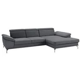 Sit & More Ecksofa SIT&MORE "Scorpio L-Form" Sofas Gr. B/H/T: 311 cm x 85 cm x 181 cm, Luxus-Microfaser ALTARA NUBUCK, mega-Recamiere rechts, mit Sitztiefenverstellung-mit Kopfteilverstellung-mit Armlehnenverstellung, grau (dunkelgrau) inklusive Sitztiefenverstellung, wahlweise mit Kopfverstellung