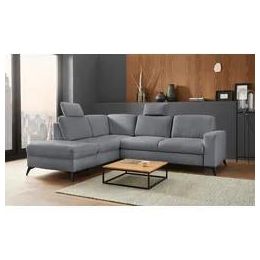 Ecksofa Places of Style "Lolland L-Form" Sofas Gr. B/H/T: 249cm x 88cm x 212cm, Struktur imprägniert, Ottomane links, ohne Bettfunktion und Stauraum, grau (anthrazit) Wahlweise mit Bettfunktion und Stauraum, auch abwischbarem Bezug