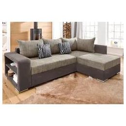 Ecksofa Collection AB "John L-Form" Sofas Gr. B/H/T: 226cm x 80cm x 92cm, Microfaser PRIMABELLE-Struktur, ohne Federkern, braun (dunkelbraun, cappuccino) mit Bettfunktion, wahlweise Federkern