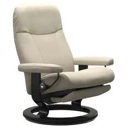 Relaxsessel stressless "Garda" Sessel Gr. Leder BATICK, PowerTM Leg & Back-mit Akku-Classic Base Schwarz, B/H/T: 85 cm x 100 cm x 77 cm, beige (cream batick) verstellbar, optional 2-motorisch, Größe M & L, Gestell Schwarz