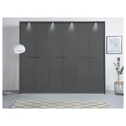 Drehtürenschrank Rauch "Oteli" Schränke Gr. B/H/T: 275cm x 231cm x 58cm, mit Beleuchtung, 6 St., grau (graumetallic) inkl. Passepartout optional mit Beleuchtung