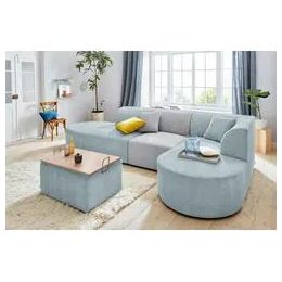 Sofa-Eckelement Andas "Alesund" Polsterelemente Gr. Cord, Armlehne rechts, blau (petrol) als Einzelelement oder Modulteil