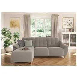 Ecksofa Home Affaire "Boston L-Form", braun (macciato), B:254cm T:170cm, Struktur (100% Polyester), Luxus-Microfaser Florence (100% Polyester), Chenille (100% Polyester), NaturLEDER (reines Rindsleder), Sofas, Kopfteilverstellung an jeder Sitzfläche, wahlweise Relaxfunktion