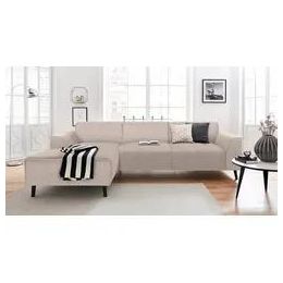 Ecksofa DOMO collection "Amora L-Form" Sofas Gr. B/H/T: 268cm x 81cm x 159cm, Struktur, Recamiere links, ohne Funktion, beige mit Recamiere, inklusive komfortablem Federkern