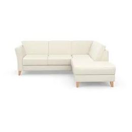 Sit & More Ecksofa SIT & MORE "Visby L-Form" Sofas Gr. B/H/T: 248cm x 87cm x 213cm, Struktur fein, Ottomane rechts, ohne Bettfunktion-ohne Bettkasten, beige (linen) Wahlweise mit Bettfunktion und Stauraum, frei im Raum stellbar