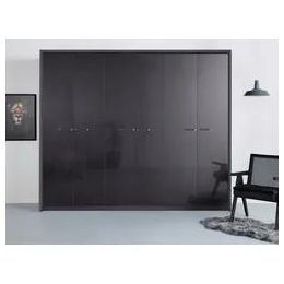 Drehtürenschrank Rauch "Oteli" Schränke Gr. B/H/T: 275cm x 212cm x 58cm, ohne Beleuchtung, 6 St., grau (graumetallic/effektgrau hochglanz) inkl. Passepartout optional mit Beleuchtung