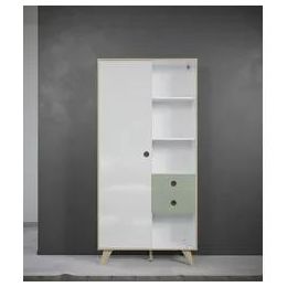 Stauraumschrank INTER-FURN "Adelaide" Schränke Gr. B/H/T: 90cm x 188cm x 40cm,, grün (weiß/grün) Baby Kinderkleiderschrank Kleiderschrank Stauraumschrank Modernes Design