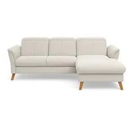 Sit & More Ecksofa SIT & MORE "Romero L-Form" Sofas Gr. B/H/T: 245cm x 91cm x 178cm, Struktur weich, Recamiere rechts, mit Federkern-mit Kopfteilverstellung-mit Bettfunktion-ohne Bettkasten-mit motorische Relaxfunktion, beige (creme) wahlweise mit oder ohne Relax-Funktion, Bettfunktion, Bettkasten