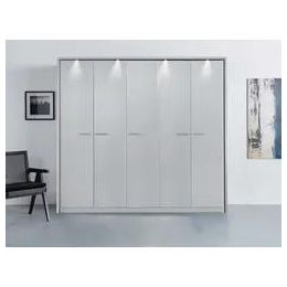 Drehtürenschrank Rauch "Oteli" Schränke Gr. B/H/T: 230 cm x 212 cm x 58 cm, mit Beleuchtung, 5 St., grau (seidengrau) inkl. Passepartout optional mit Beleuchtung