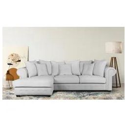 Ecksofa Home Affaire "San Pedro" Sofas Gr. B/H/T: 304cm x 94cm x 170cm, Luxus-Microfaser, Recamiere links, grau (hellgrau) L-Form