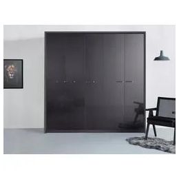 Drehtürenschrank Rauch "Oteli" Schränke Gr. B/H/T: 230cm x 231cm x 58cm, ohne Beleuchtung, 5 St., grau (graumetallic/effektgrau hochglanz) inkl. Passepartout optional mit Beleuchtung