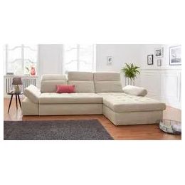 Sit & More Ecksofa SIT & MORE "Stardust L-Form" Sofas Gr. B/H/T: 302cm x 77cm x 189cm, Luxus-Microfaser 2, Recamiere rechts, mit Kopfteilverstellung-mit Armlehnfunktion, beige (creme) wahlweise mit Bettfunktion und Bettkasten