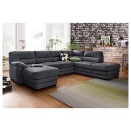 Wohnlandschaft COTTA "Royale U-Form" Sofas Gr. B/H/T: 316 cm x 90 cm x 93 cm, Luxus-Kunstleder, Ottomane rechts, mit Bettfunktion, braun (espresso) wahlweise mit Bettfunktion