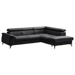 Ecksofa COTTA "Komaris L-Form" Sofas Gr. B/H/T: 249cm x 72cm x 207cm, Kunstleder, Ottomane rechts, mit Bettfunktion-mit Bettkasten-mit Kopfteilverstellung, schwarz inklusive Kopfteilverstellung, wahlweise BettfunktionBettkasten