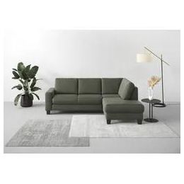 Ecksofa Home Affaire "Summer L-Form" Sofas Gr. B/H/T: 236 cm x 91 cm x 170 cm, Feincord, Ottomane rechts, ohne Bettfunktion-ohne Bettkasten-mit Federkern, grün (olive) mit Ottomane, oder ohne Bettfunktion und Bettkasten, Cord-Bezug