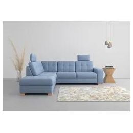 Sit & More Ecksofa SIT & MORE "Quincy L-Form" Sofas Gr. B/H/T: 249cm x 82cm x 213cm, Luxus-Microfaser ALTARA NUBUCK, Ottomane links, ohne Bettfunktion, blau wahlweise mit Bettfunktion und Bettkasten